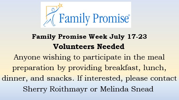 Family Promise Week July 17th-23rd - Holy Innocents' Episcopal Church