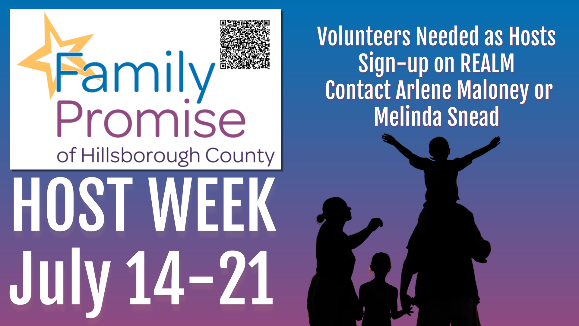Family Promise Host Week July 14 - 21 Volunteers Needed - Holy ...