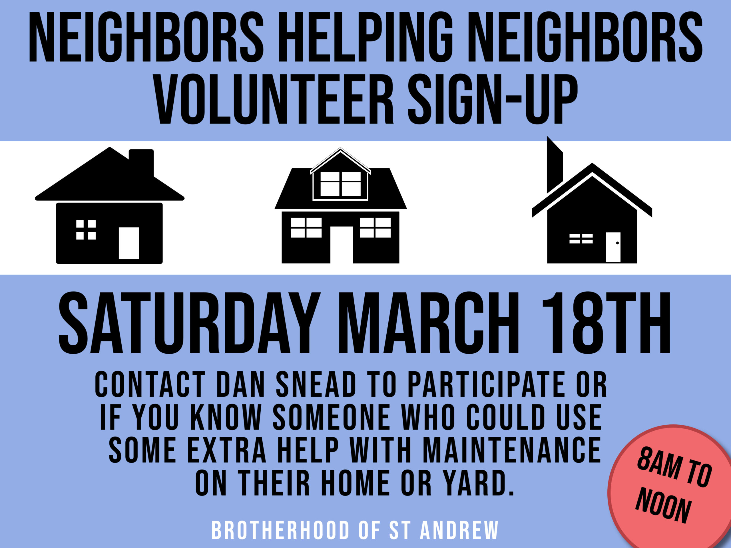 Neighbors Helping Neighbors March 18th - Holy Innocents' Episcopal Church